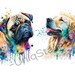 Original Watercolor Dog Prints on Quality Canvas. Colorful Drawing ...