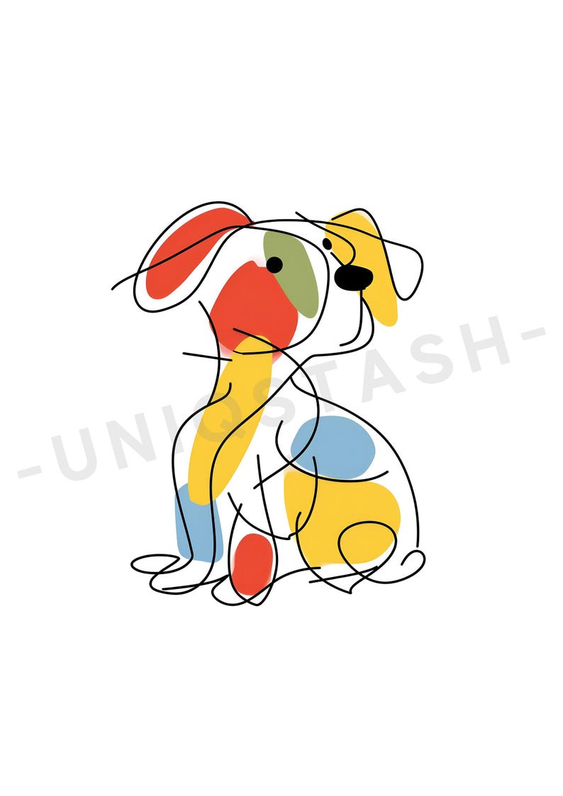 Canvas Animal Print: Minimal Line Nursery Art, Whimsical Cat Dog Wall ...