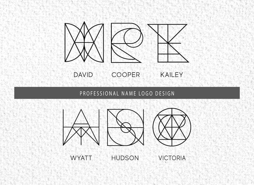 Custom 1 Name Logo, Tattoo Design: Minimalist Geometric Monogram Logo ...