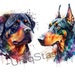 Original Watercolor Dog Prints on Quality Canvas. Colorful Drawing ...