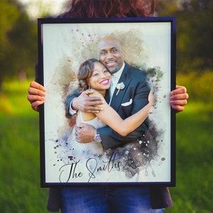 Gift for Couples Portrait Painting. Personalized Watercolor Print Gift ...