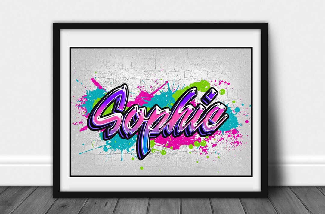 Birthday Gift, Graffiti Name Print, Wall Art, Colourful Print, Custom ...