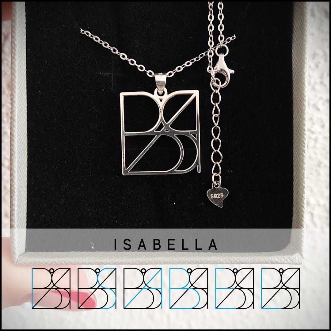 Name Monogram Necklace + Chain + Box. Personalised Logo Pendant ...