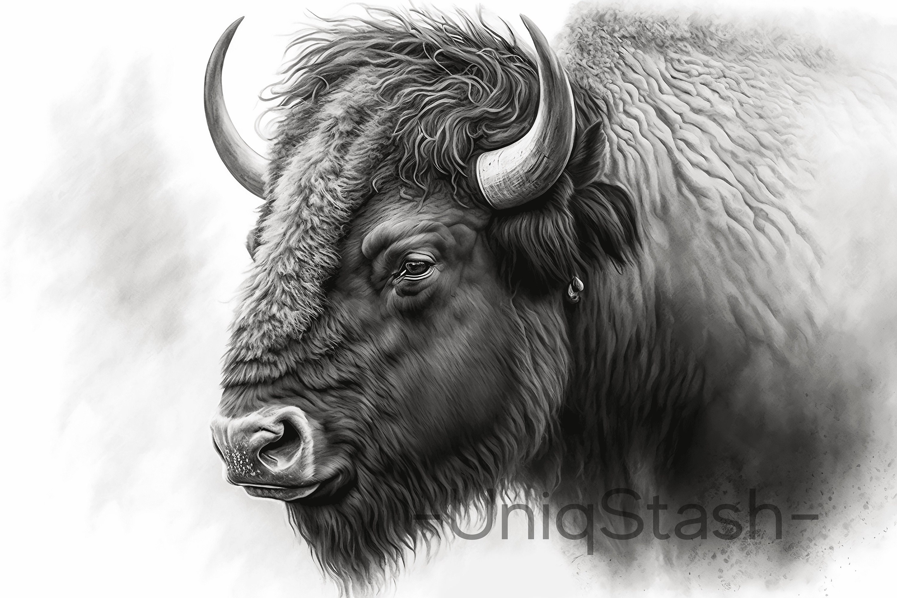 Bison Face Illustration
