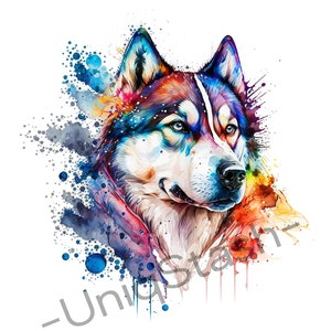 Original Watercolor Dog Prints on Quality Canvas. Colorful Drawing ...
