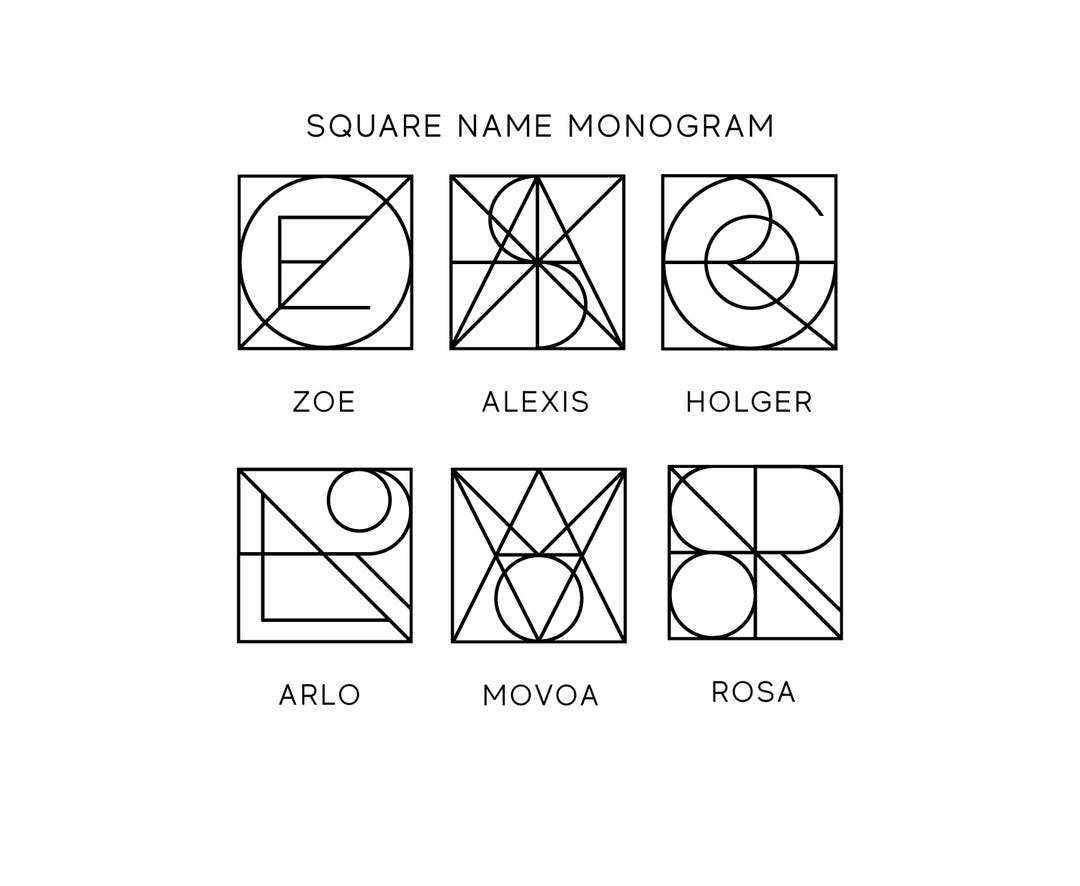 Square Name Logo Design: Minimalistic Personalized Tattoo Monogram ...
