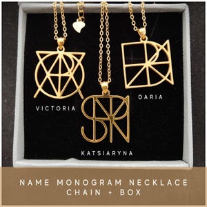 Name Necklace Logo. Personalised Monogram Pendant + Box. Anniversary ...