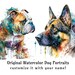Original Watercolor Dog Prints on Quality Canvas. Colorful Drawing ...