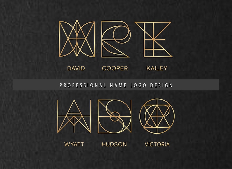 Name Logo Tattoo Design: Custom Minimalist Monogram Geometric Emblem - Etsy