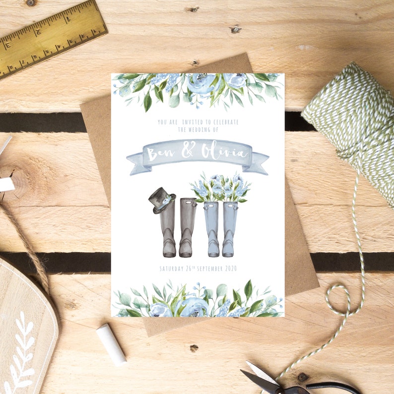 Welly Wedding Invitation | Etsy UK