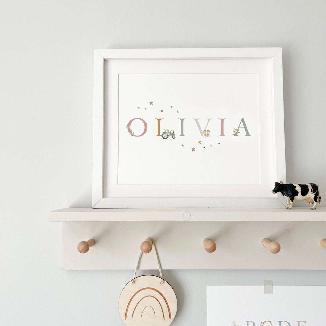 Farm Theme Girls Name Print - Etsy UK