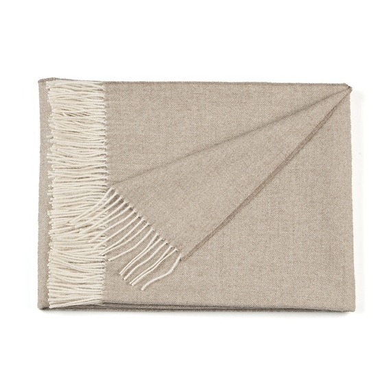 Beige & White Blanket Fishbone in Baby Alpaca Very Soft and - Etsy