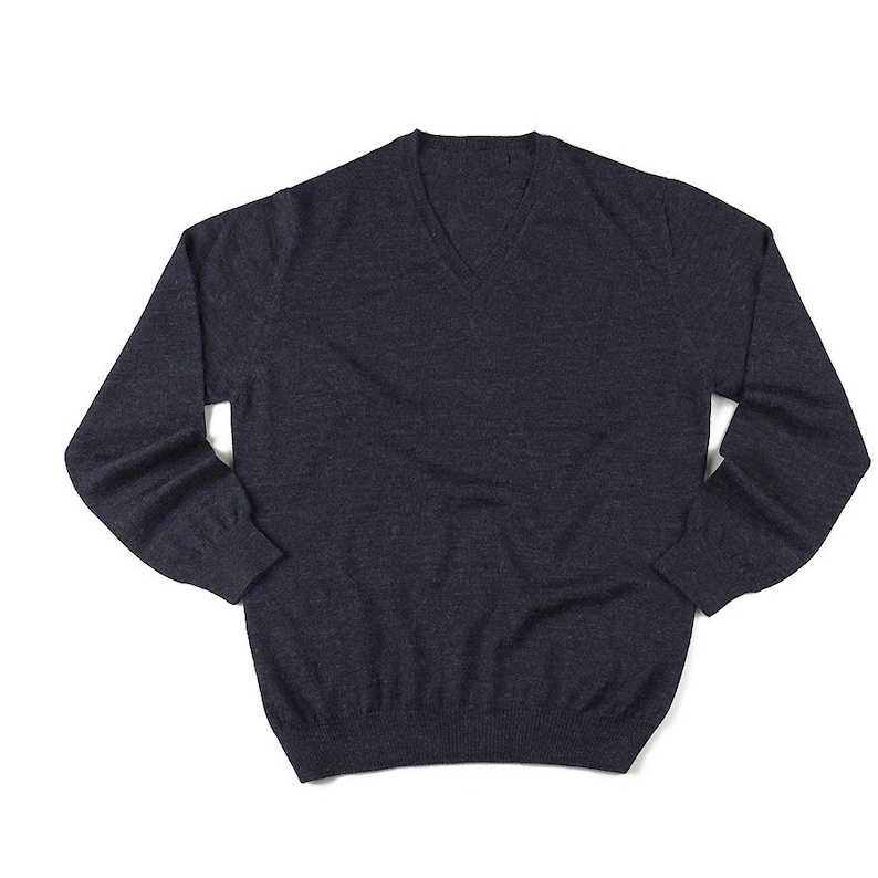 Hermoso suéter azul de cuello en V forrado con acabados de | Etsy