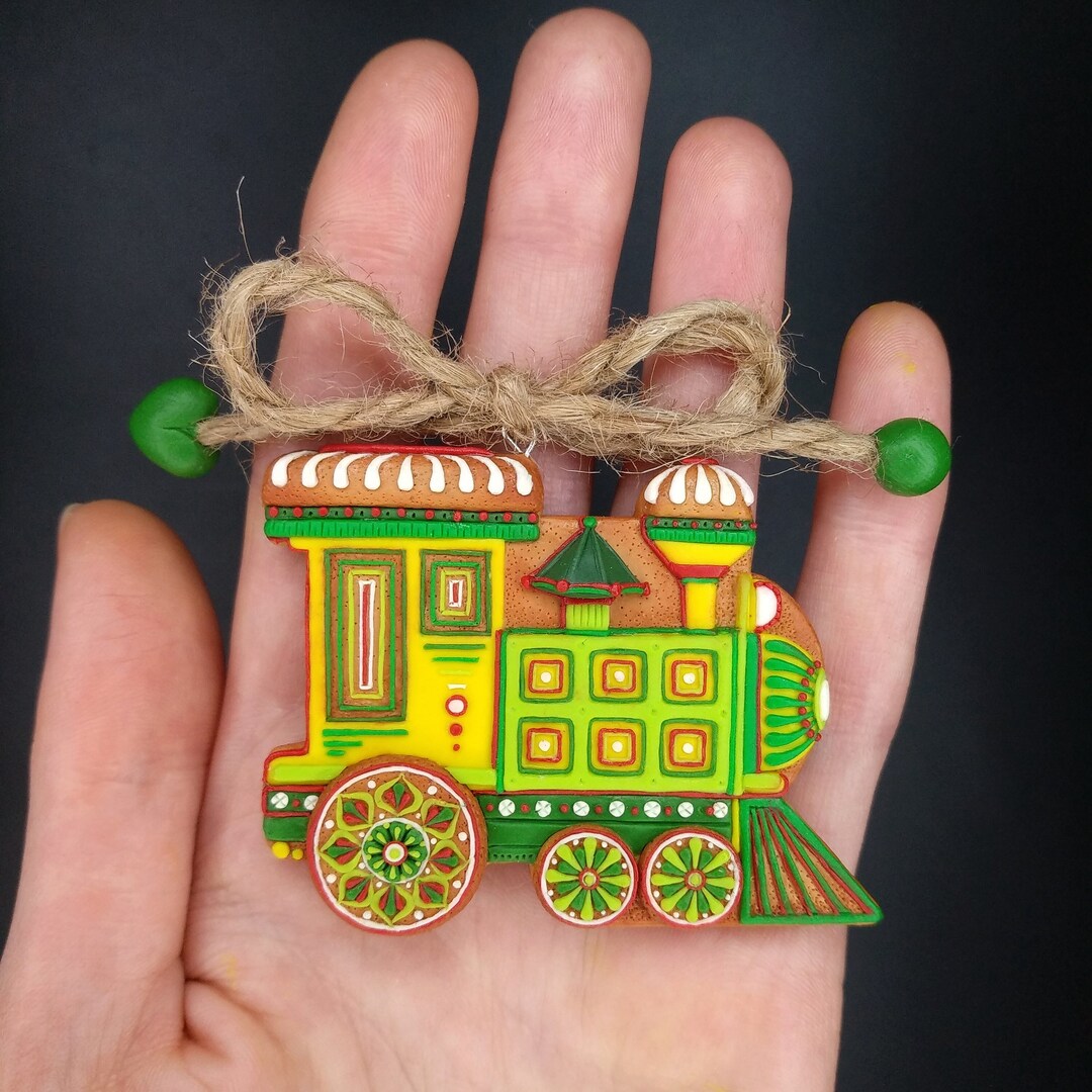 Train, Christmas Ornament Fo Tree, Made of Polymer Clay. New Year ...