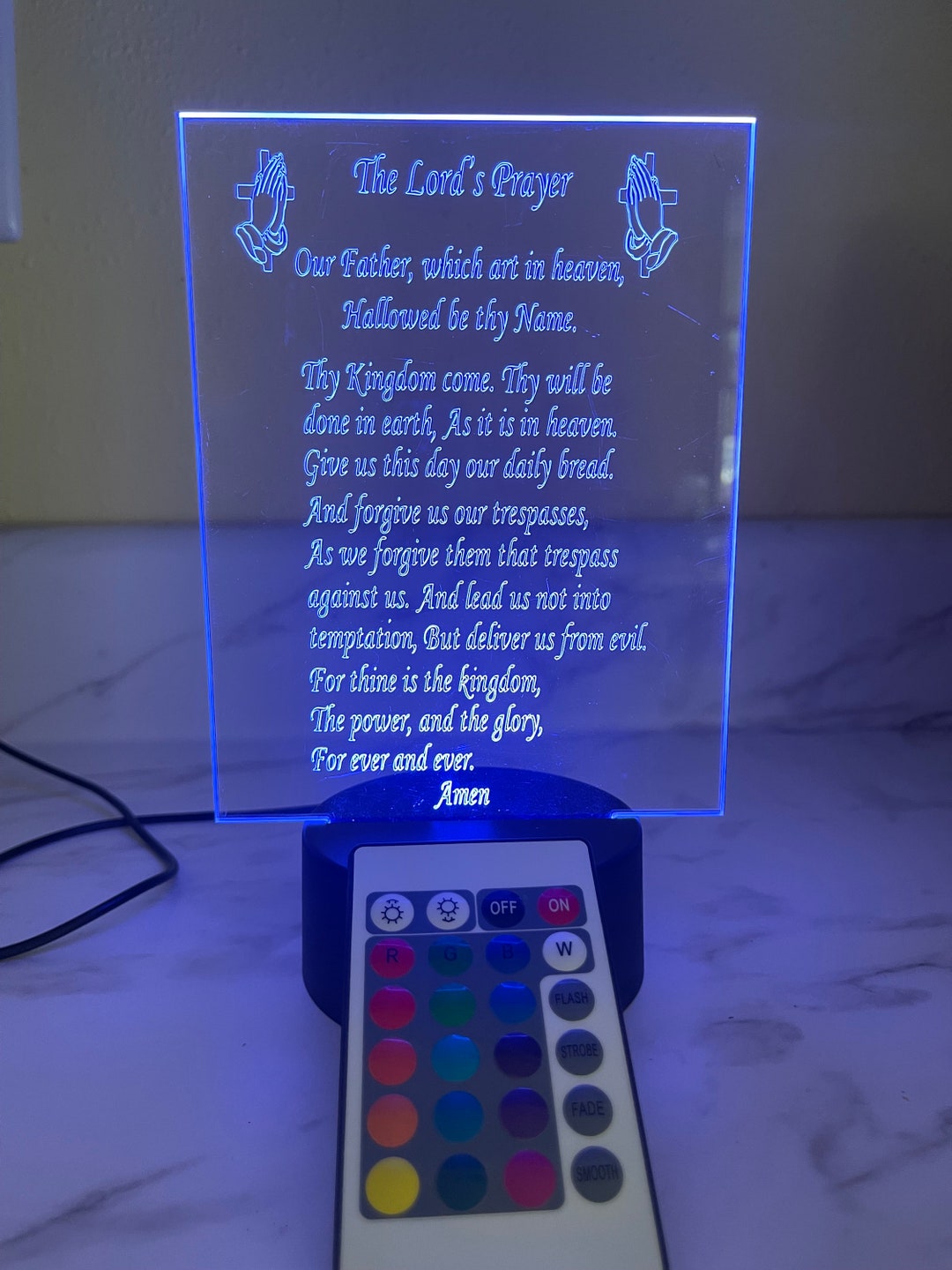 Acrylic LED Lords Prayer Table Light. - Etsy
