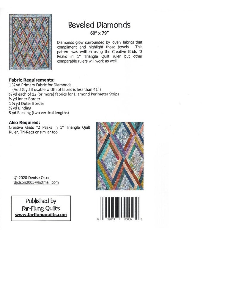 Beveled Diamonds Quilt Pattern FFQ036 - Etsy