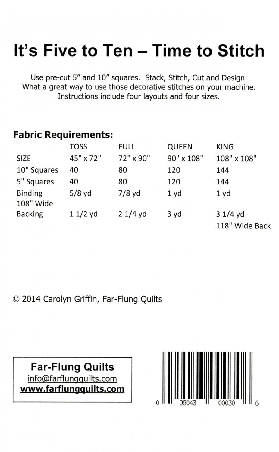 Downloadable It's Five to Ten Quilt Pattern FFQ030 - Etsy