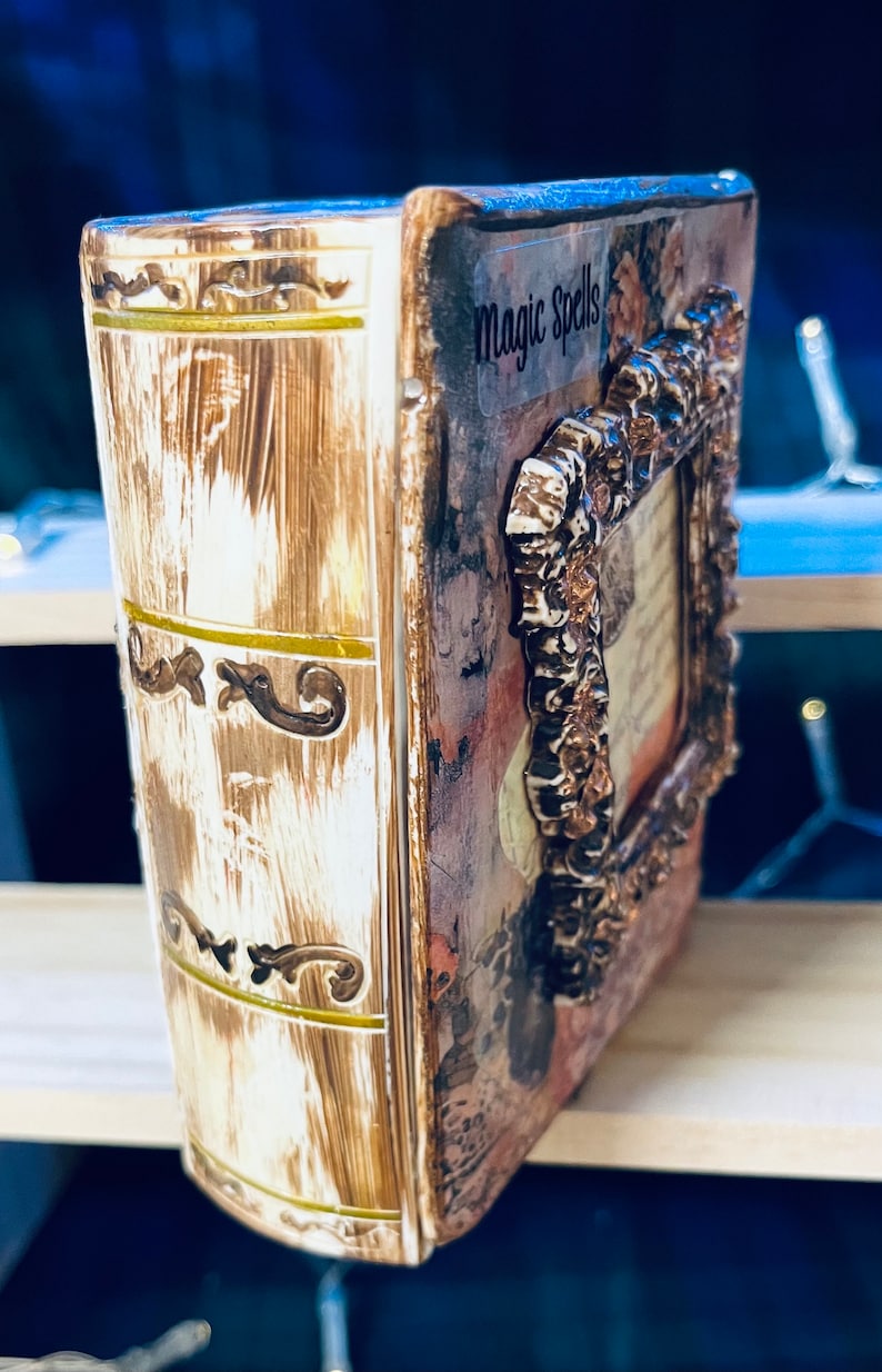 Vintage Book Design Candle With Soy Wax Design on Front and Back. Magic ...