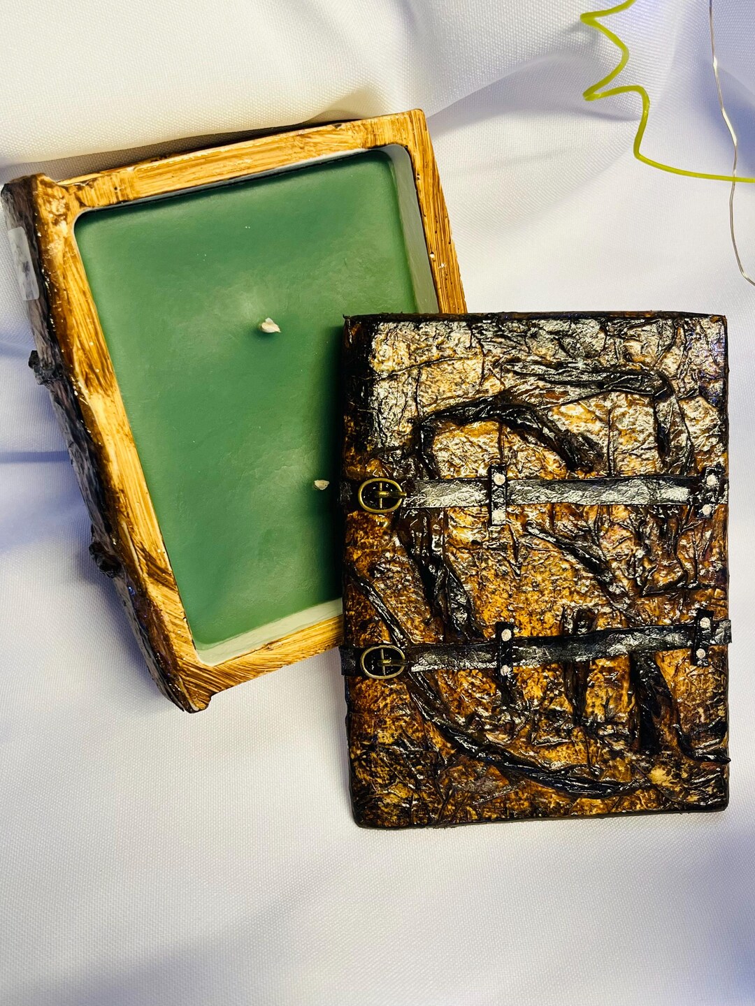 Old Book With Leather and Buckles Book Design Candle With Soy Wax ...