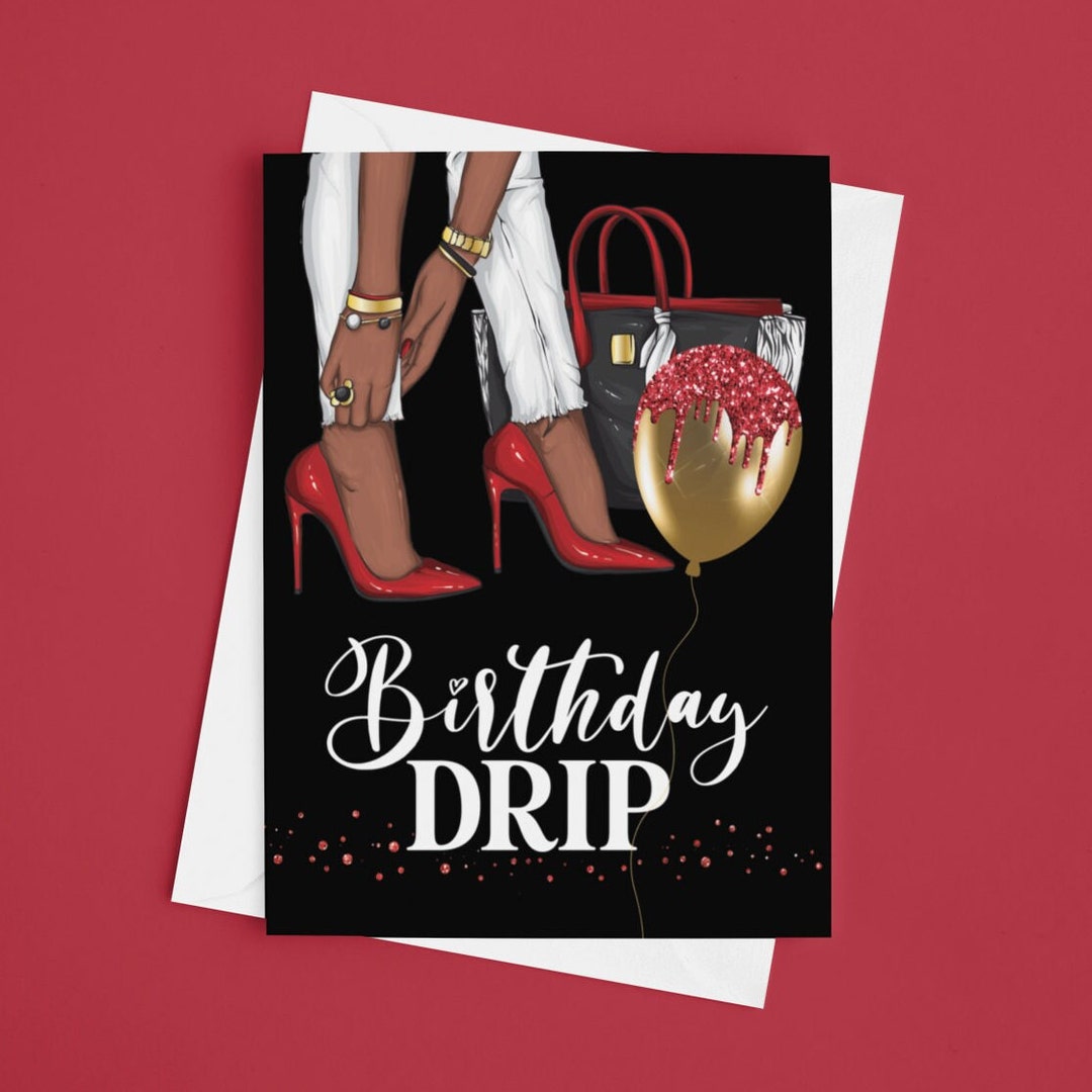 Happy Birthday Drip Greeting Card Blank Inside for Perfect Message - Etsy
