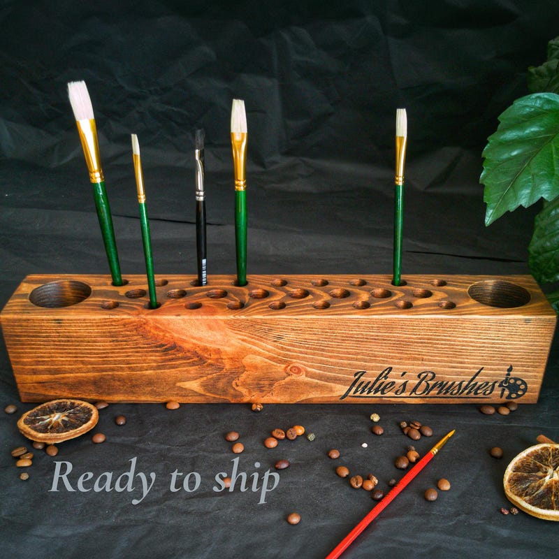 Paint Brush Wood Holder - Etsy