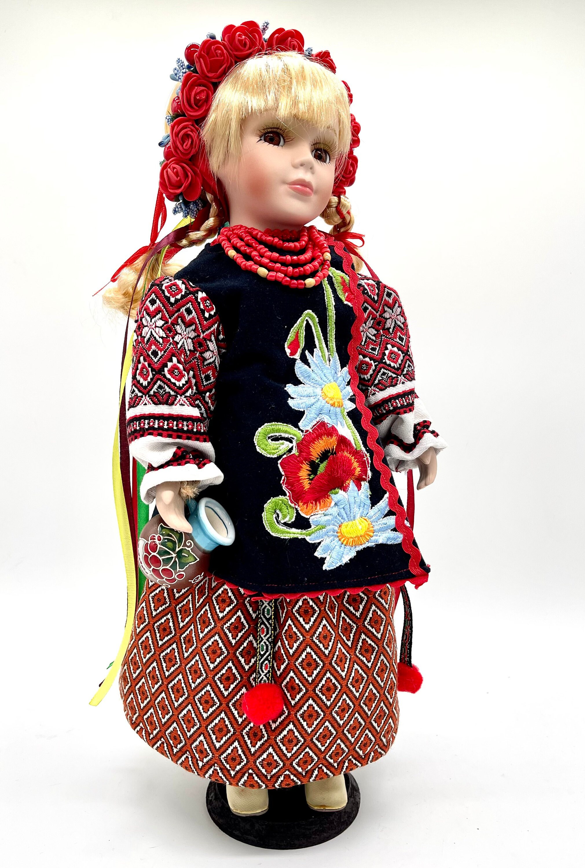 Large Blonde Girl Ukrainian Doll W Red Skirt 42 Cm 157 Etsy