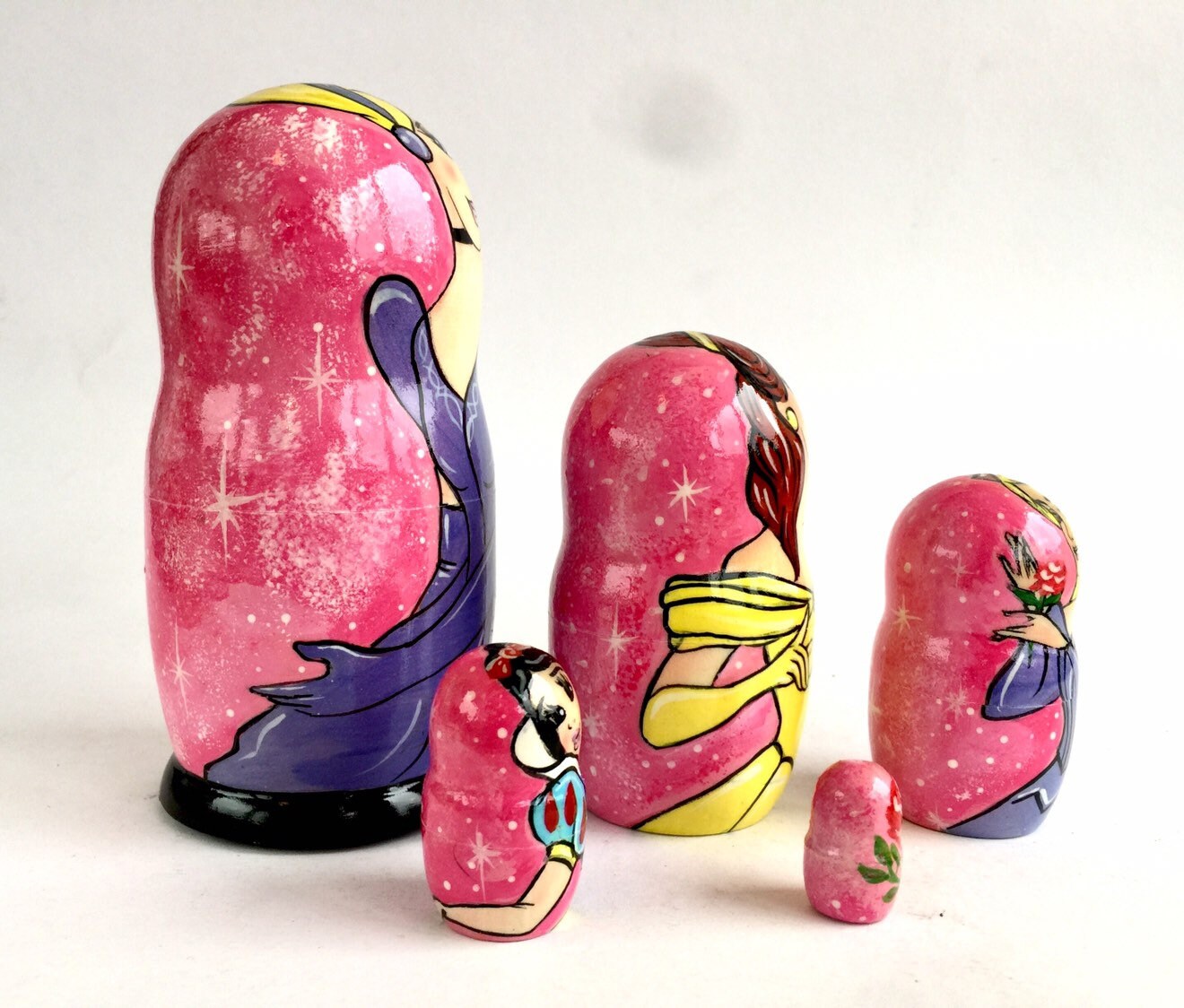 Princess Hand painted Pink Nesting Dolls 4.9125 cm 5 pcs | Etsy