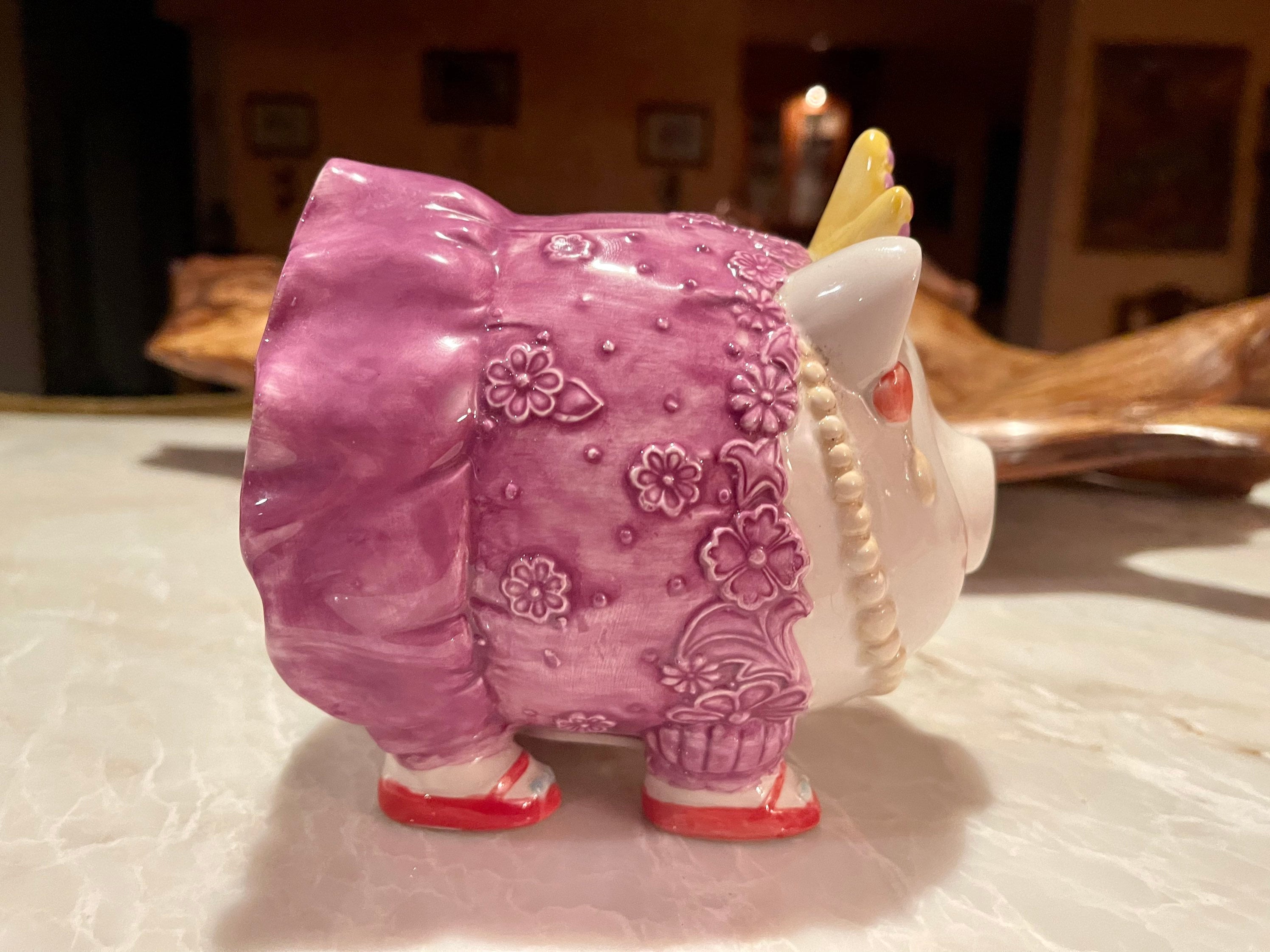 Vintage Money Box Piggy Bank Pink Piggy Princess Hand Painted | Etsy