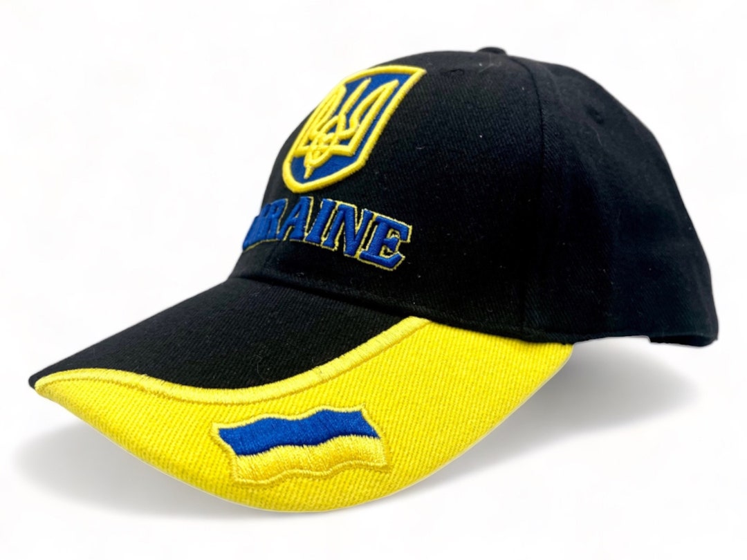 Ukraine Baseball Cap Ukrainian Symbol Trident Trezub Black W/ Yellow ...