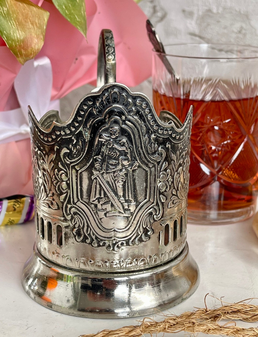 Treptow Park Monument Soviet VTG Tea Glass Holder Rare PODSTAKANNIK ...