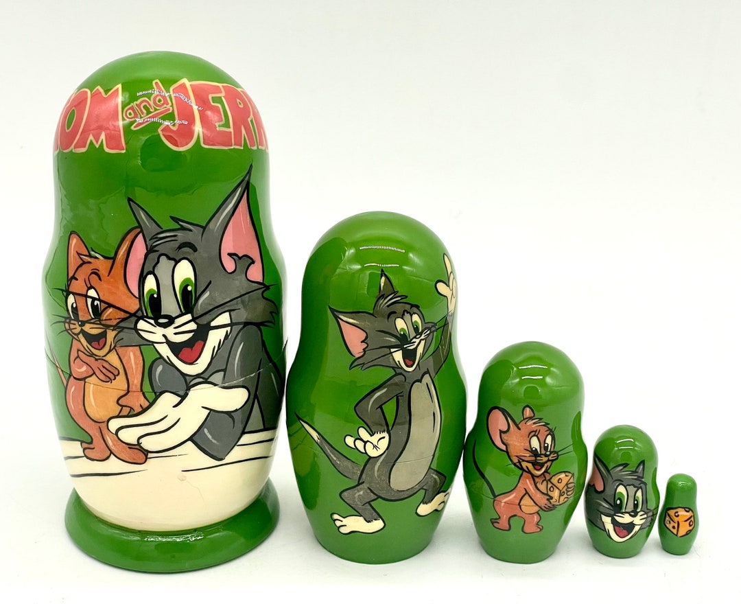 Cartoon Characters Nesting Dolls 5"12.9 Cm 5 Pcs Hand Painted Cat ...
