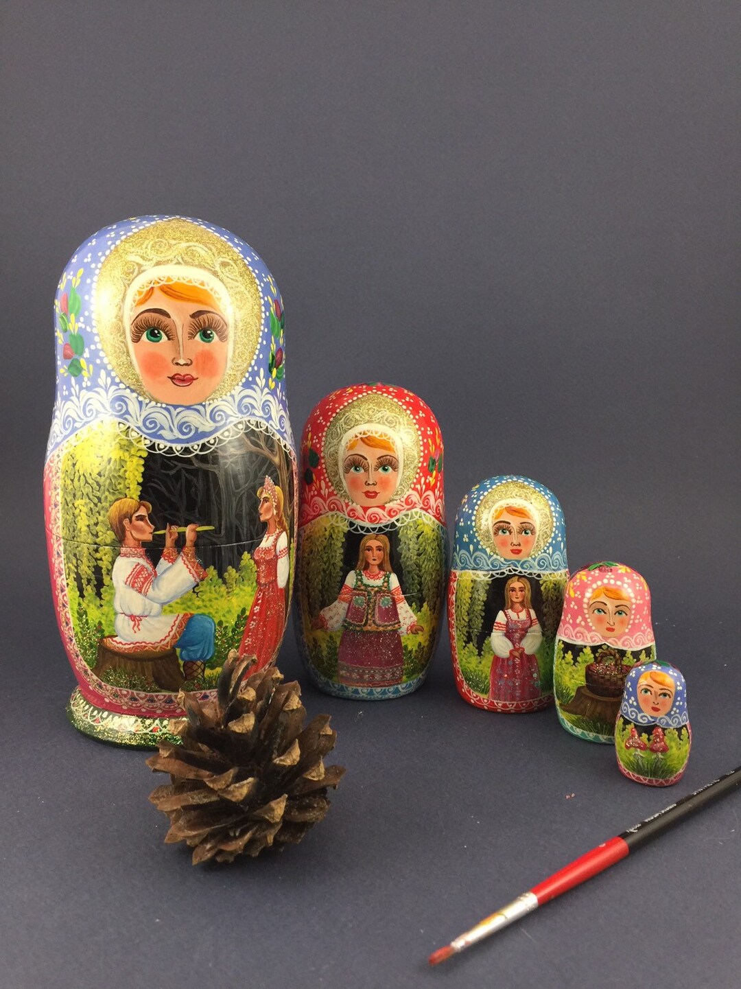 Nesting Dolls Swan Princess 7 17.5 Cm 5 Pcs Hand Painted Matryoshka ...