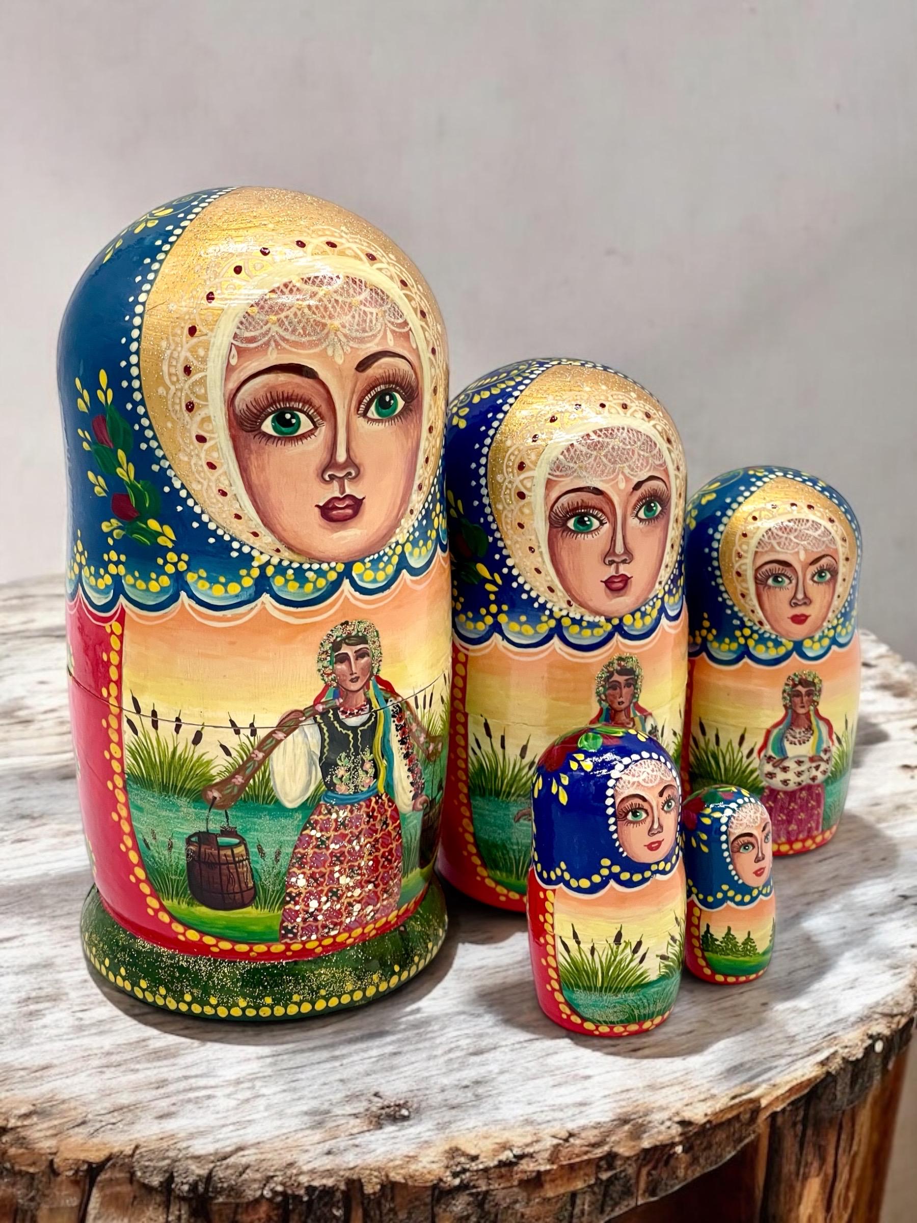 Ukrainian Folklore Nesting Dolls – Handcrafted Matryoshka With ...