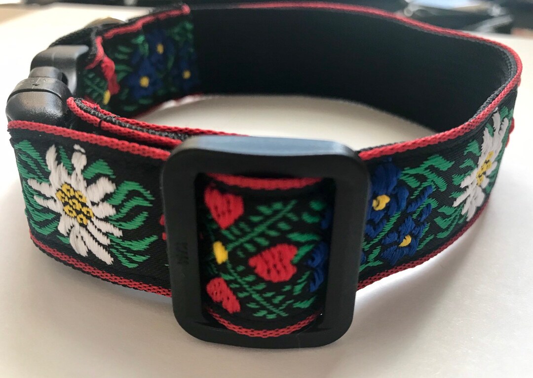 Dog Collar Black German Style Edelweiss - Etsy