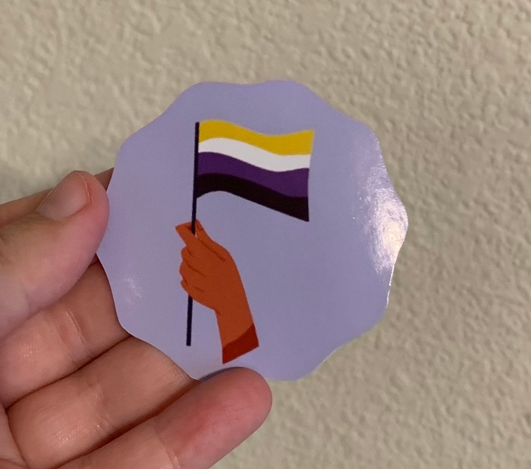 Non-binary Flag Sticker//glossy//wavy Shaped - Etsy Israel