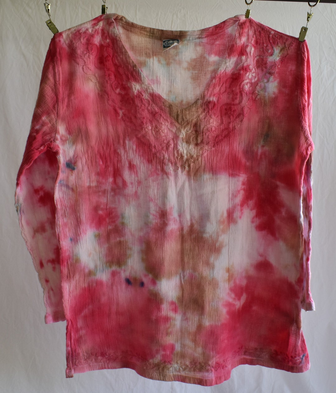 Geeta Kurta, Tunic, V-neck Shirt, Bohemian, Hippi, Cotton Gauze, Shades ...