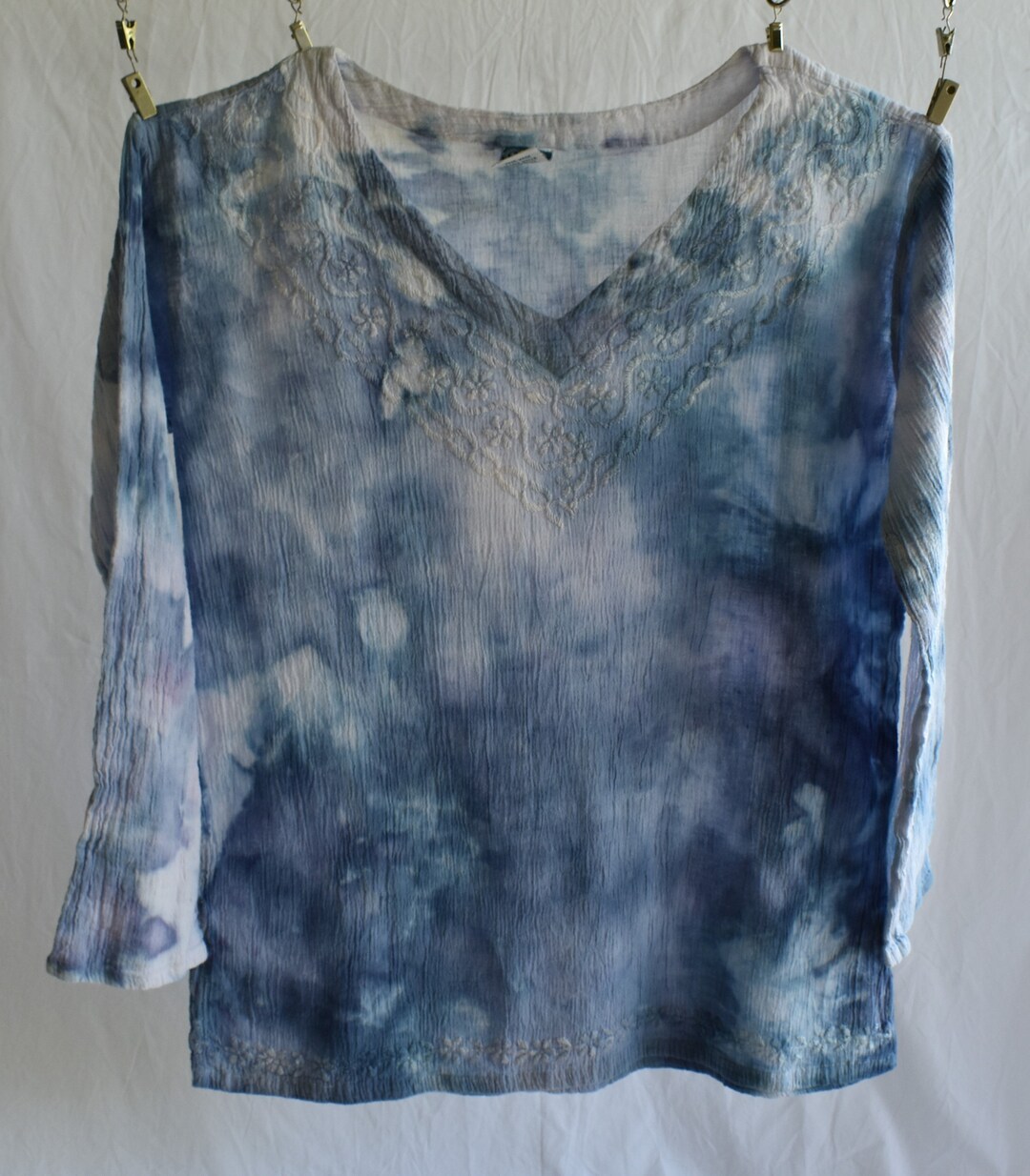 Geeta Kurta, Tunic, V-neck Shirt, Bohemian, Hippi, Cotton Gauze, Shades ...