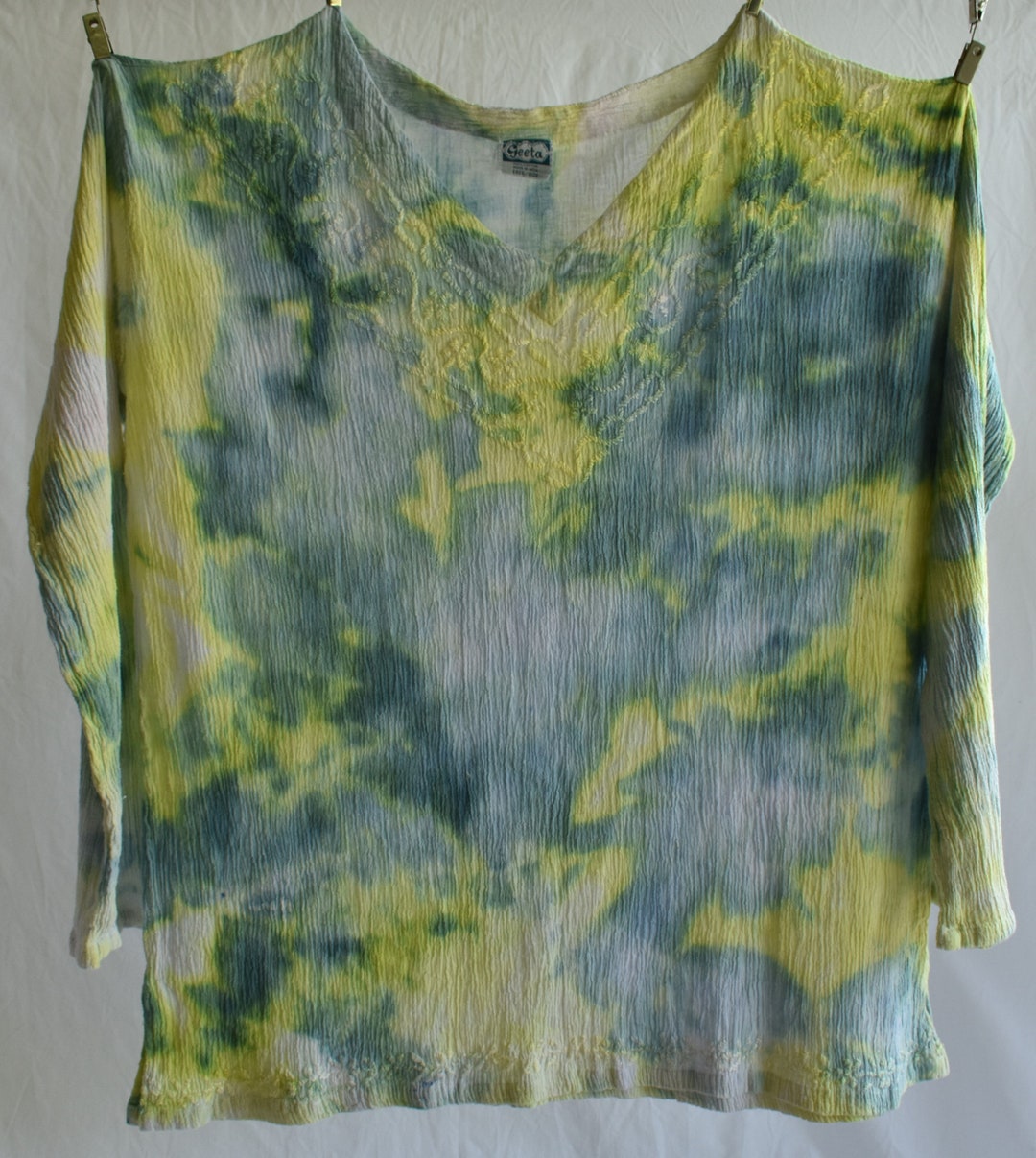 Geeta Kurta, Tunic, V-neck Shirt, Bohemian, Hippi, Cotton Gauze, Shades ...