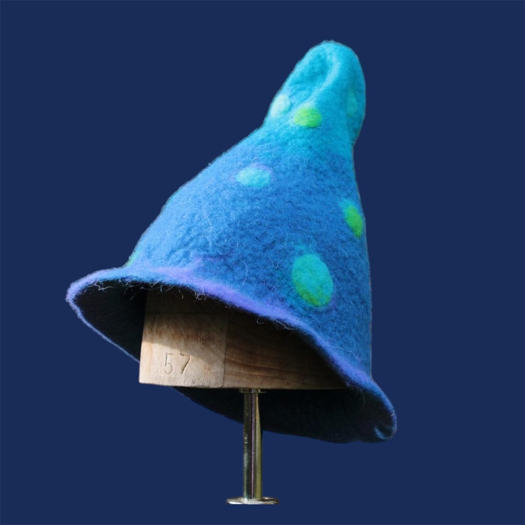 Magic Dotted Felt Hat in Turquoise, Polka Dot Sauna Hat, Waldwesen ...