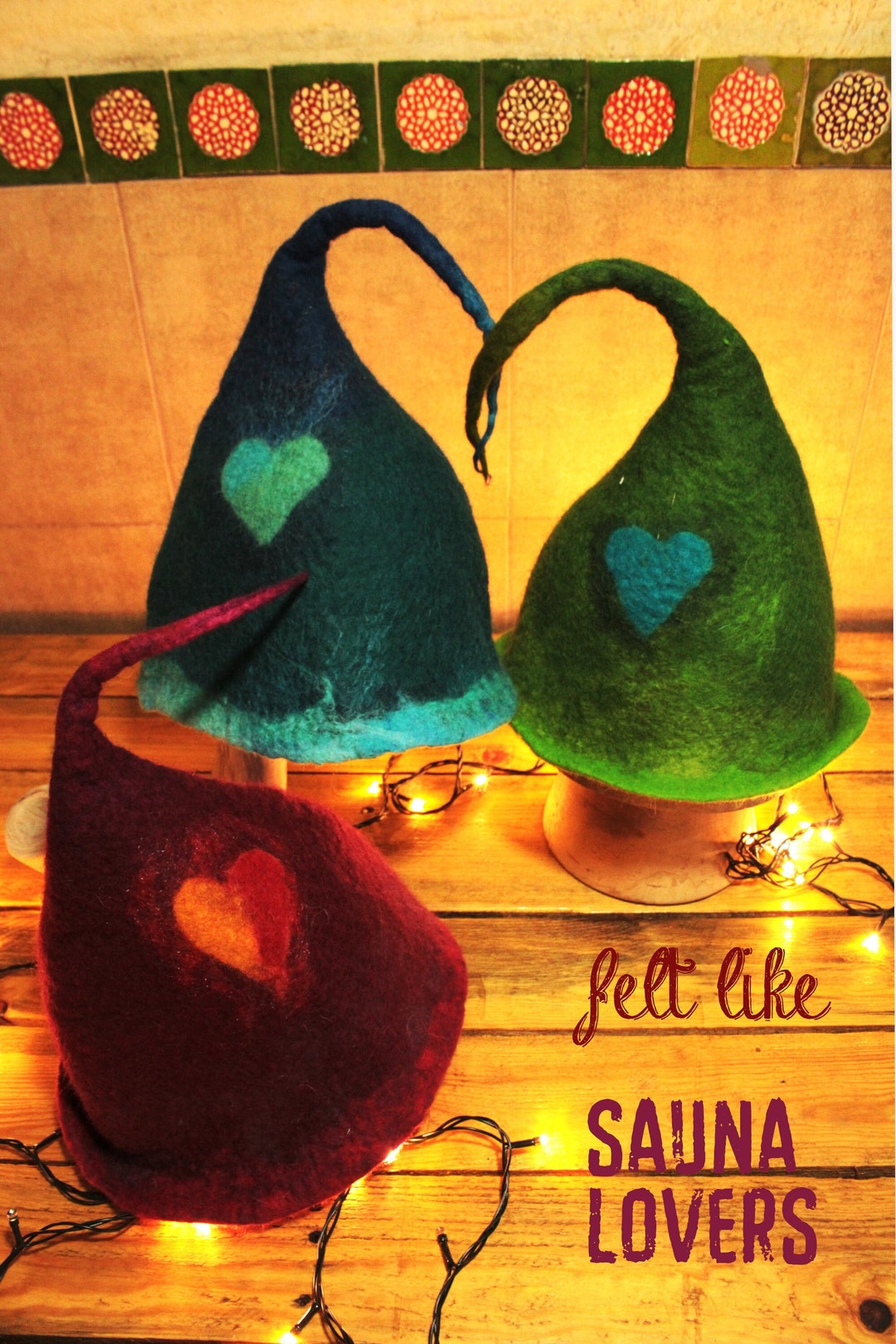 Handmade Red Sauna Hat With Dew Drops Sensual Pixie Hat Xmas in Sauna ...