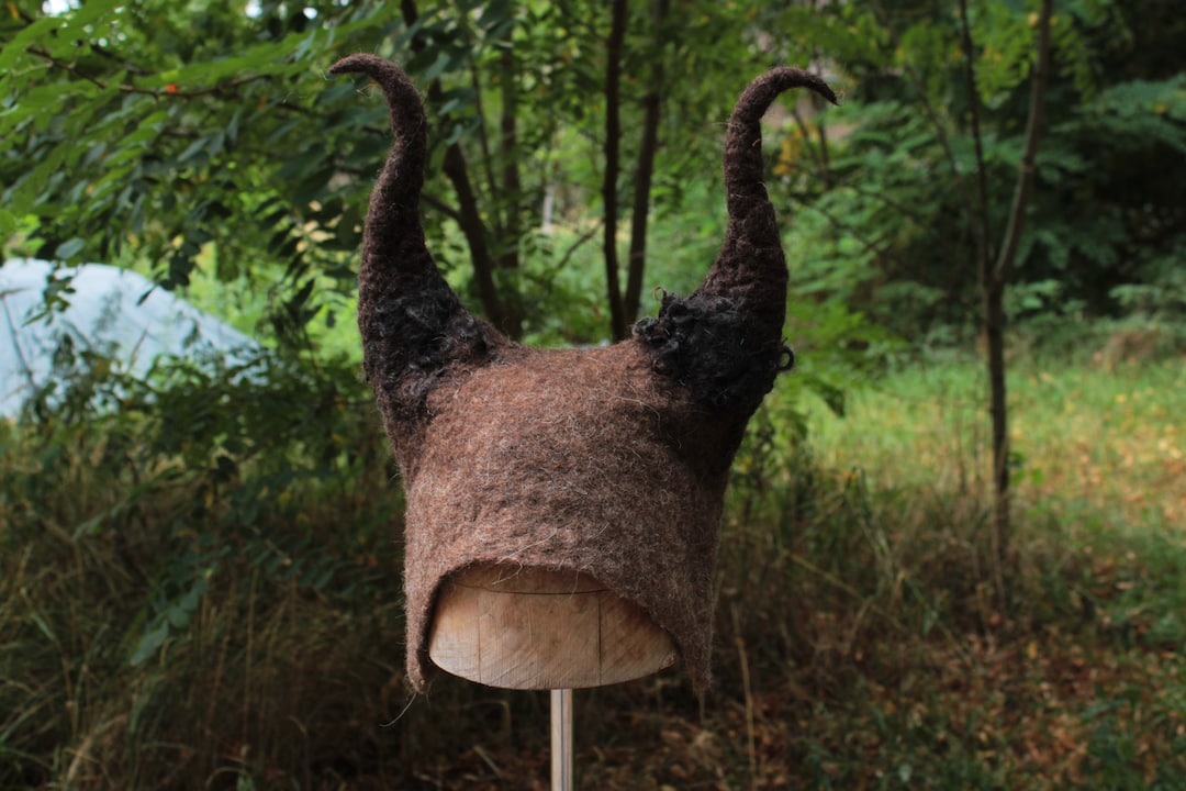 Loveful Maleficent Style Sauna Hat - Brown Ombre Felted Hat With Sheep ...
