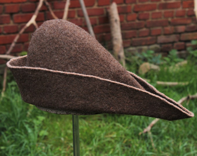 Brown Bycocket Hat With Braided Woolen String - Historical Reenactment ...