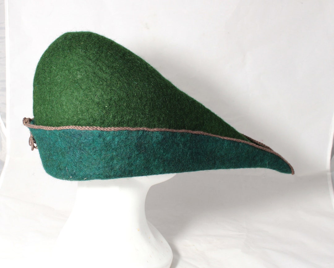 Green Bycocket Hat With Braided Brown String Medieval Hat - Etsy