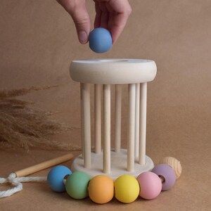 Montessori Ball Cylinder Rolling Toy, Wooden Baby Rattle, Classic ...