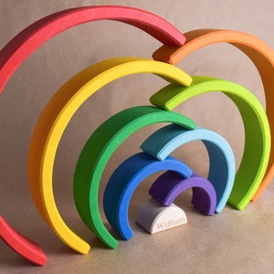 Wooden Rainbow Stacking Toy Large 9 Piece, Personalized Baby Gifts for ...