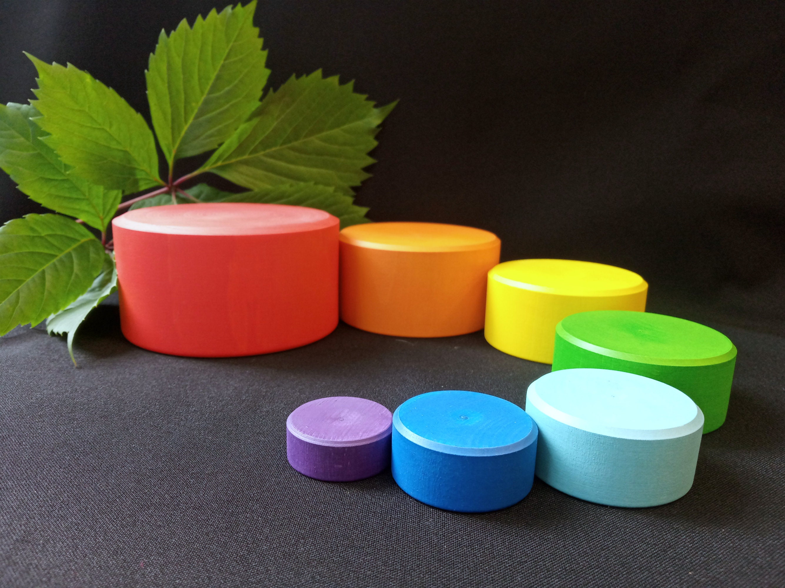 Wooden Nesting Bowls Set Color Sorting Rainbow Rainbow | Etsy