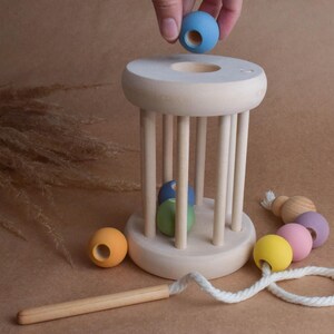 Montessori Ball Cylinder Rolling Toy, Wooden Baby Rattle, Classic ...