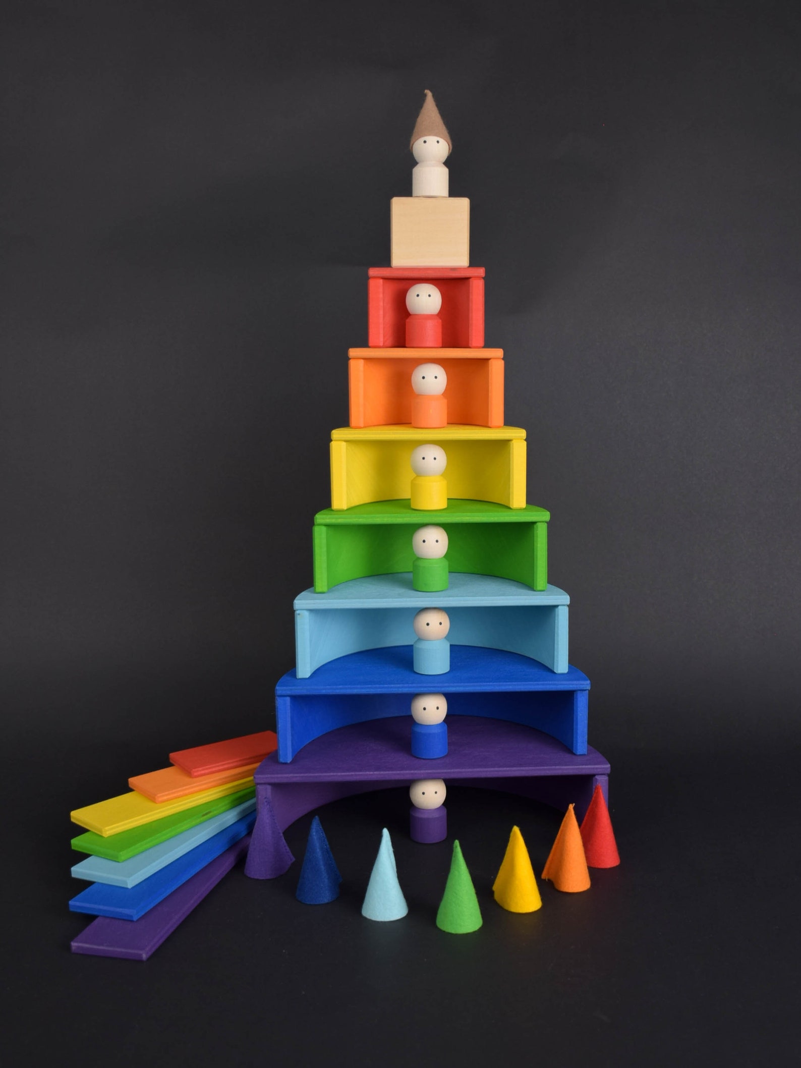 Wooden Rainbow Stacking Toy Set of 30 Pcs. Rainbow - Etsy