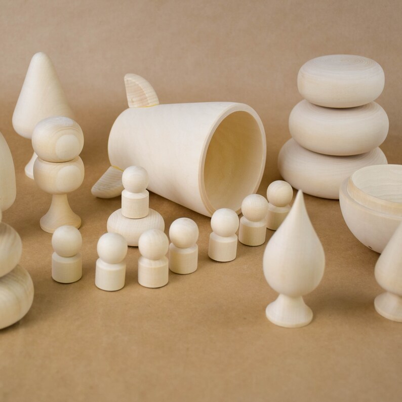 Wooden Rocket Toy & Alien Peg Dolls Set Stacker Toy Space | Etsy