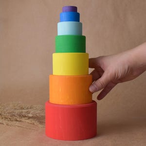 Wooden Nesting Bowls Set, Color Sorting Rainbow, Rainbow Stacking Toy ...